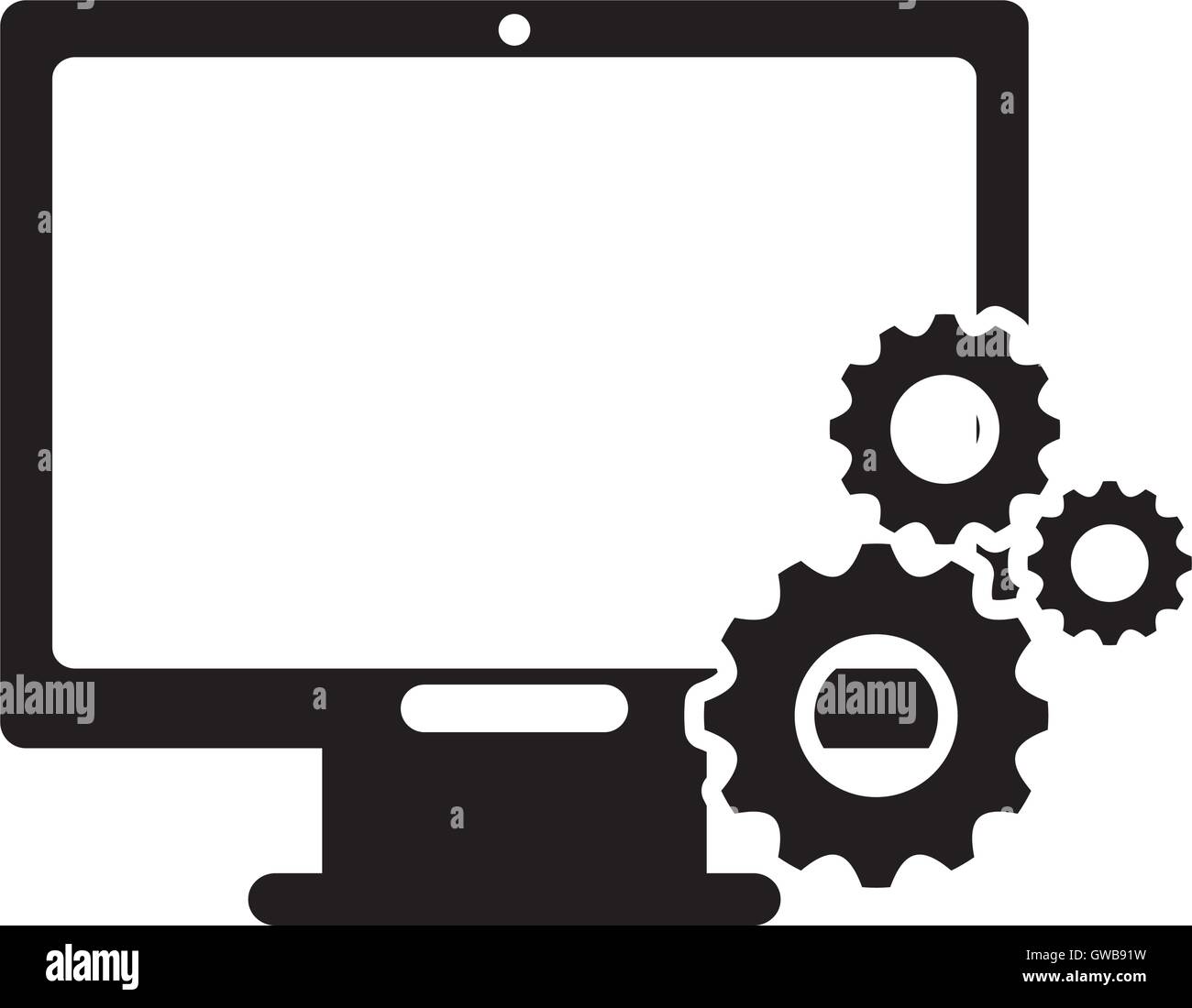 computer monitor and gears icon Stock Vector Image & Art - Alamy