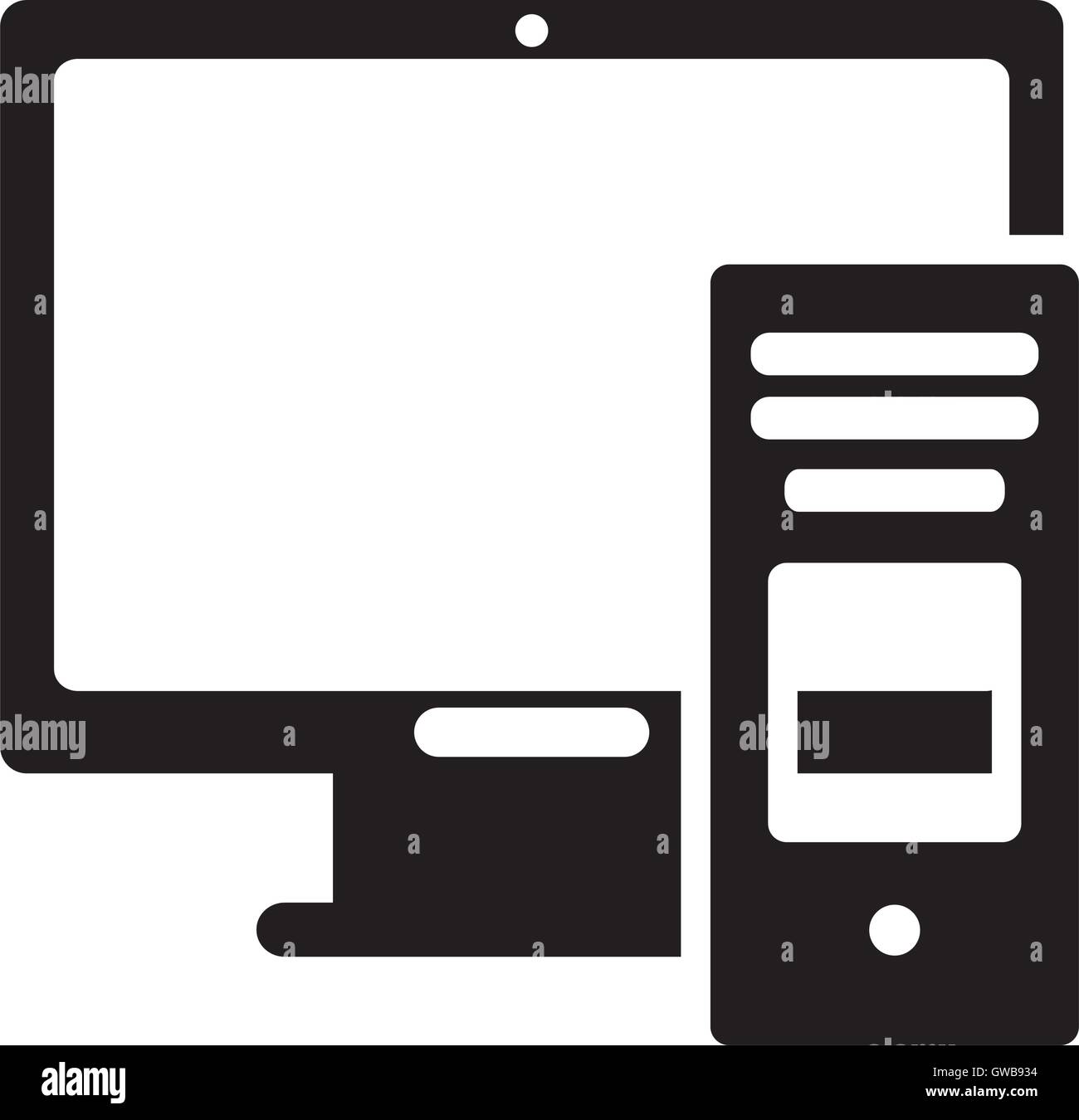 computer monitor and cpu tower icon Stock Vector Image & Art - Alamy