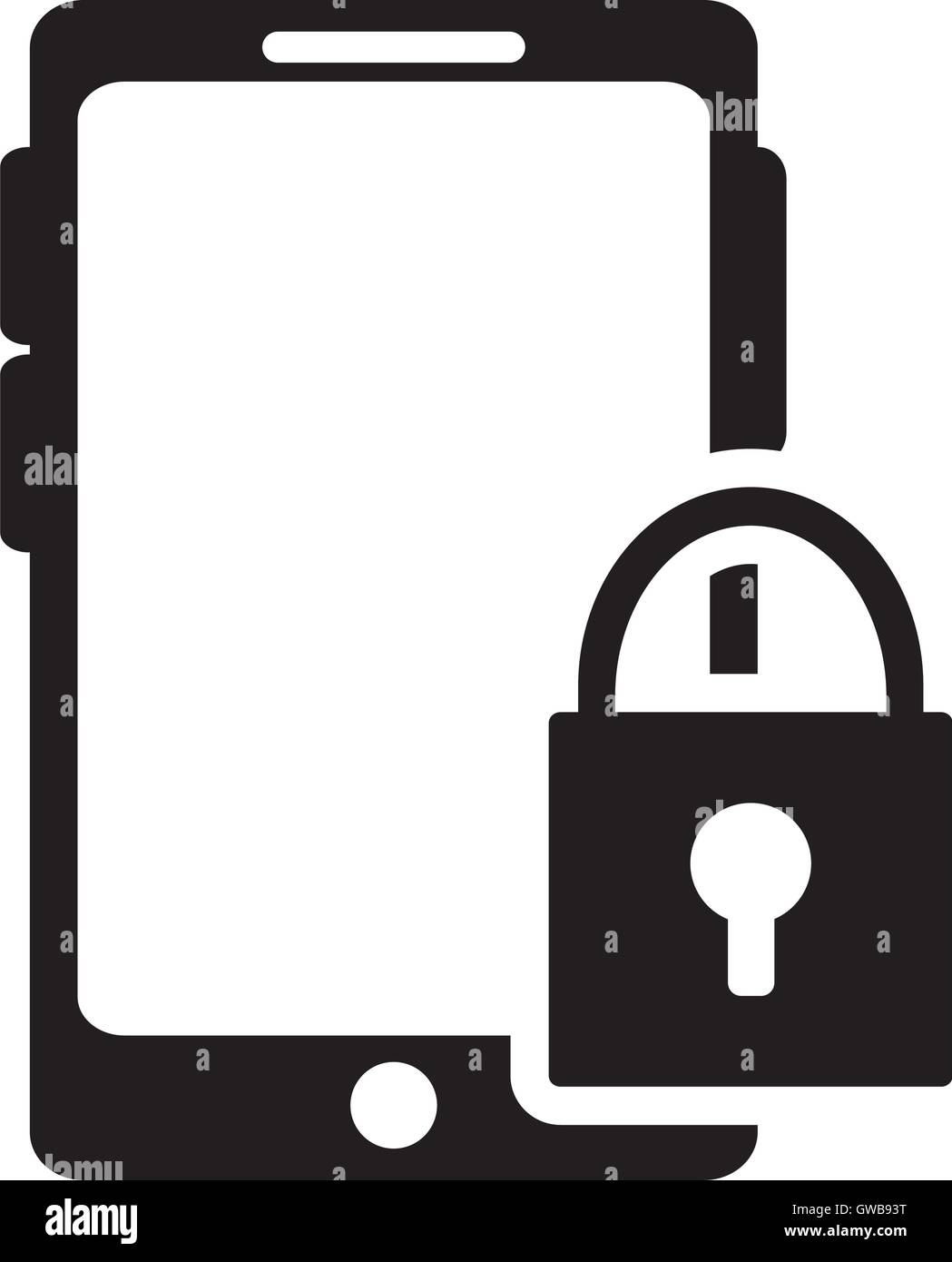 modern cellphone and safety lock icon Stock Vector Image & Art - Alamy