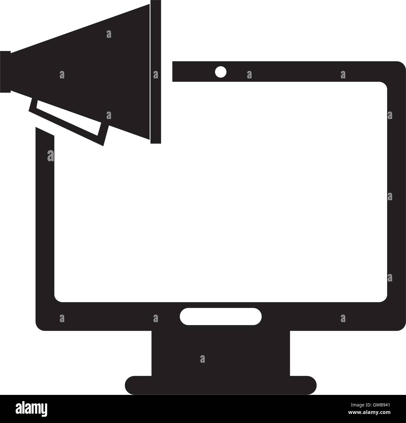 computer monitor and megaphone icon Stock Vector Image & Art - Alamy