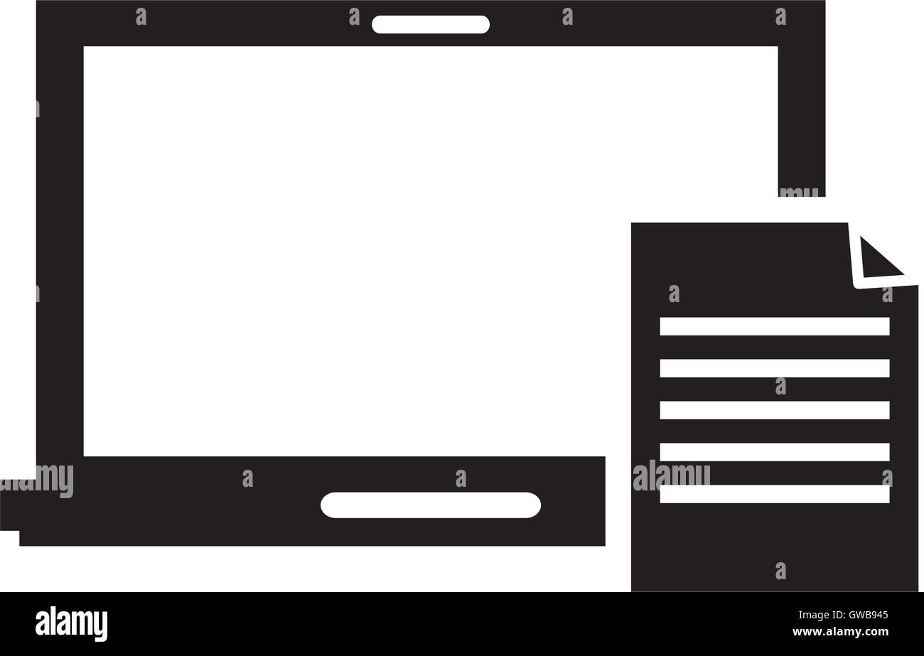 laptop frontview and document icon Stock Vector Image & Art - Alamy