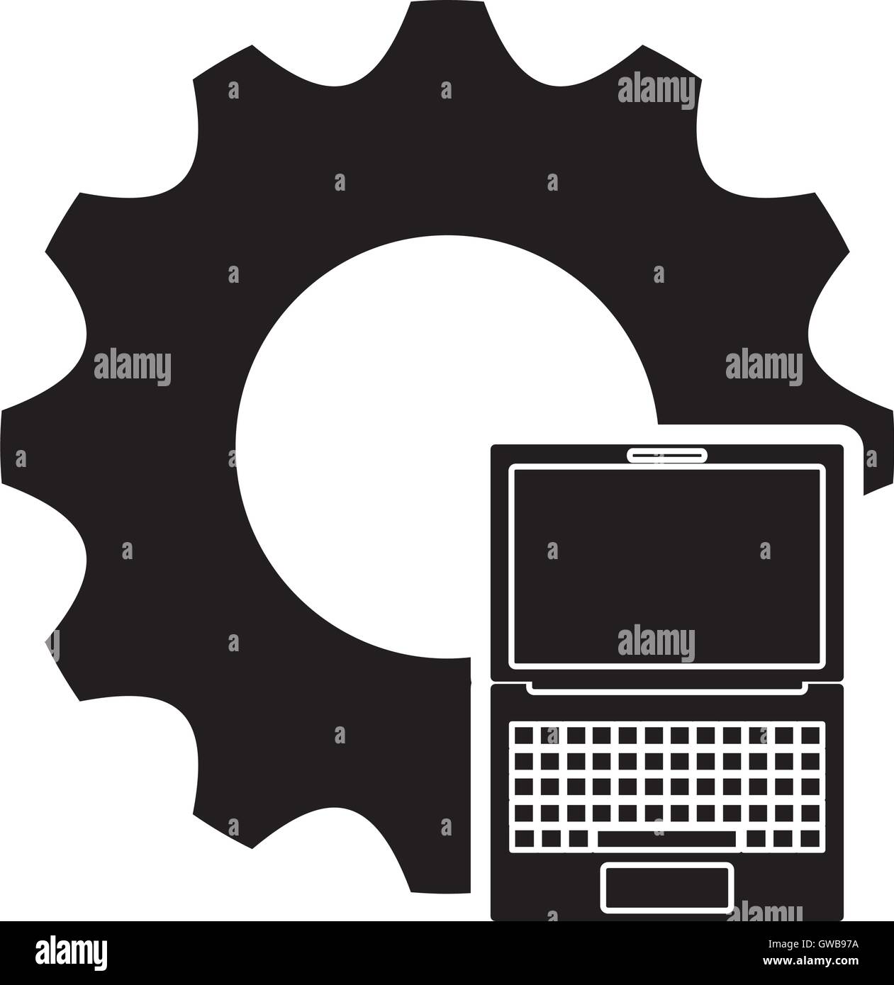 single gear and laptop icon Stock Vector Image & Art - Alamy