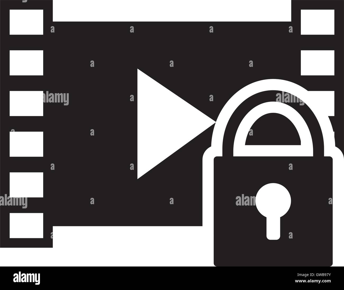 video strip and safety lock icon Stock Vector Image & Art - Alamy