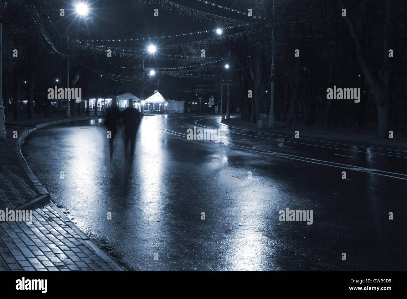 People Walking In Park At Night
