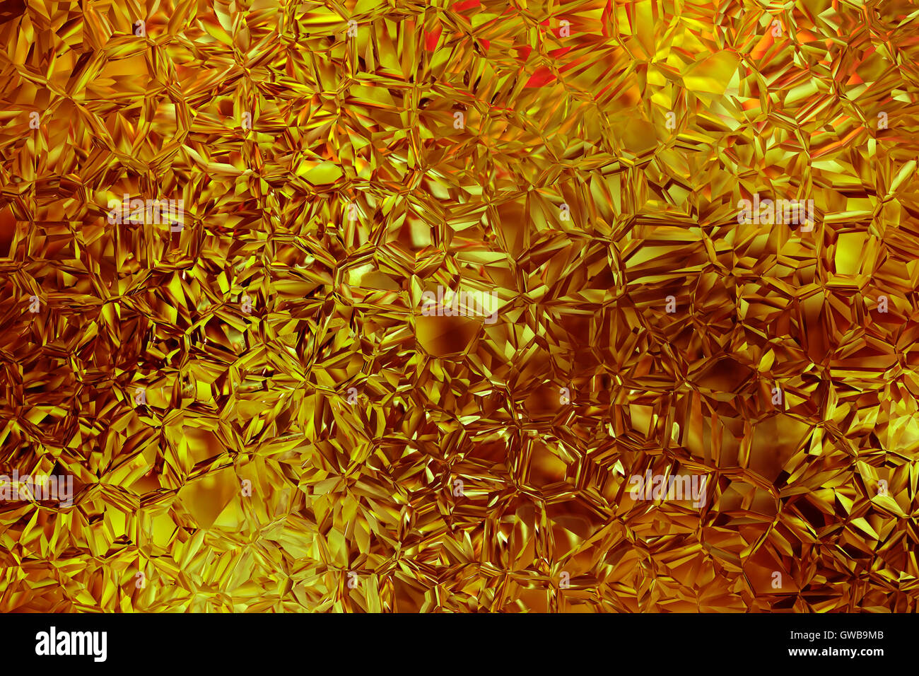 An abstract yellow background with a pattern of glass shatters with ...