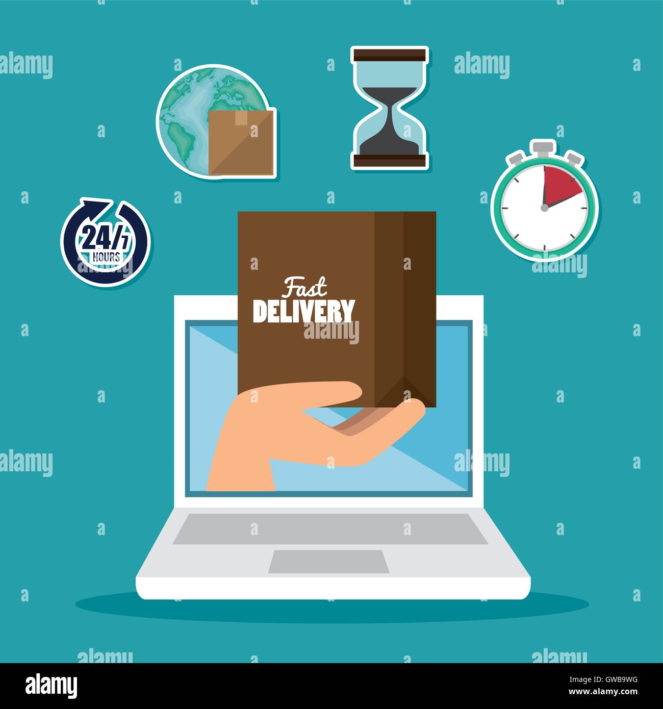 laptop digital delivery fast design isolated Stock Vector Image & Art ...