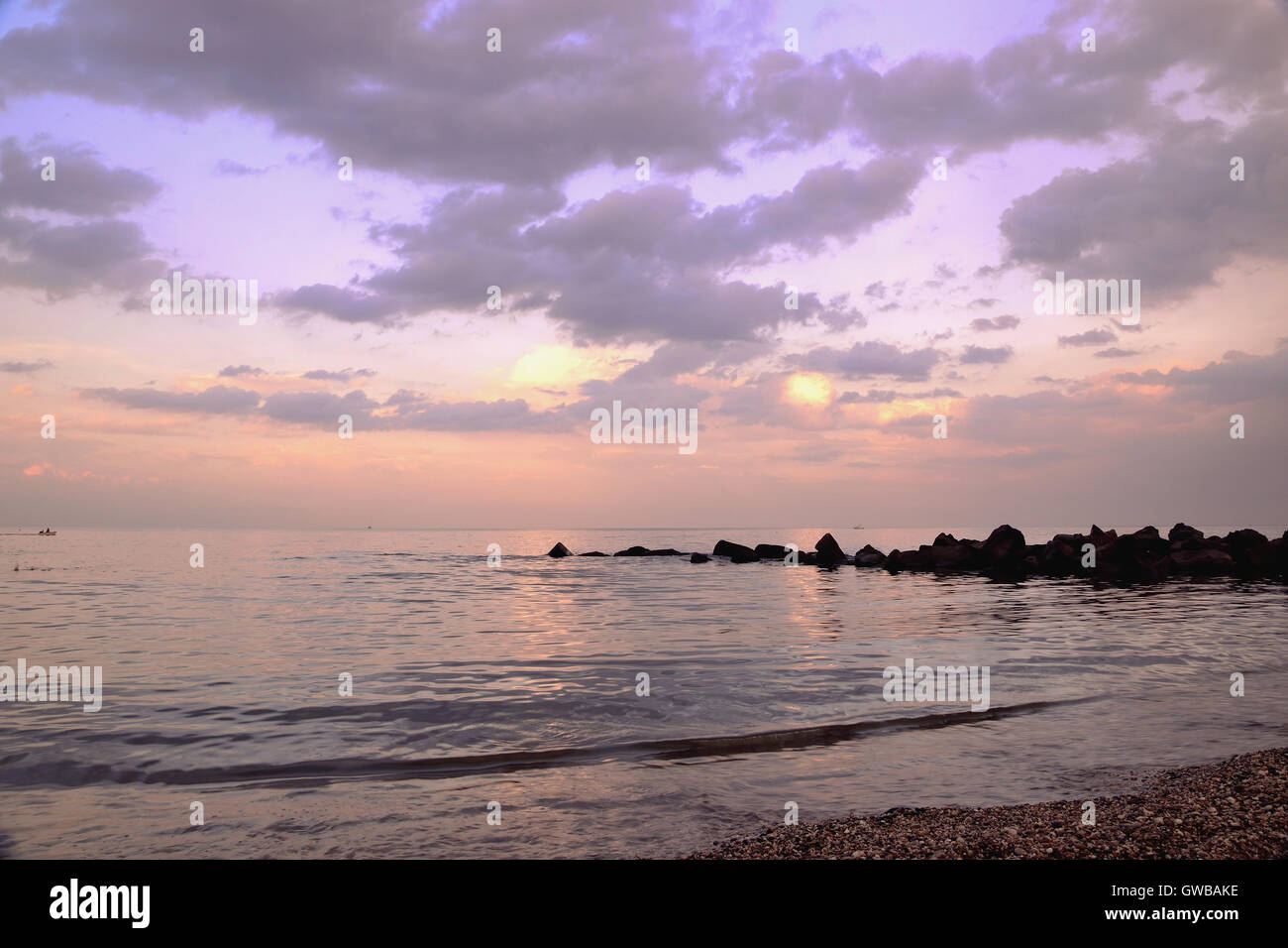 Beautiful colorful sunset at the sea, Sicily, Italy Stock Photo - Alamy