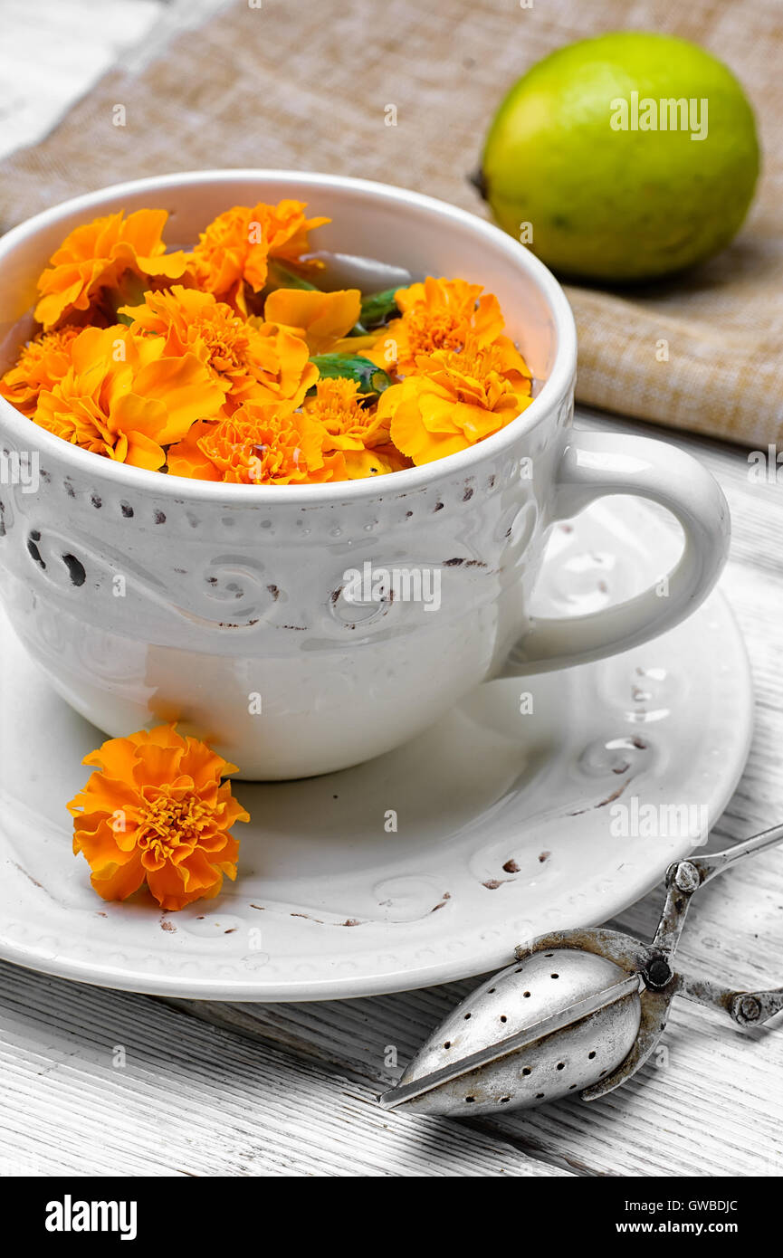 Cup of marigold tea hi-res stock photography and images - Alamy