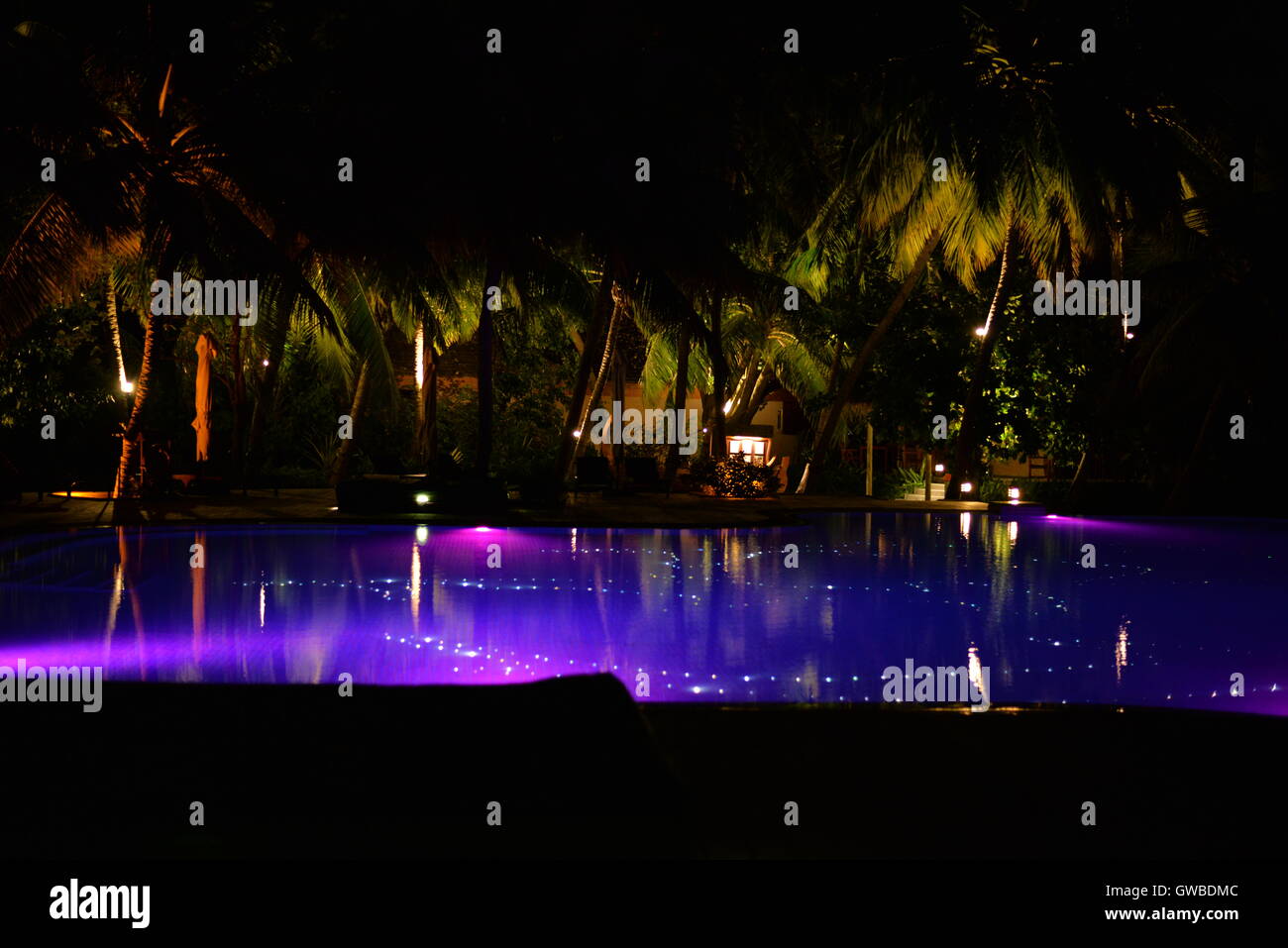 Night at the swimming pool Stock Photo - Alamy