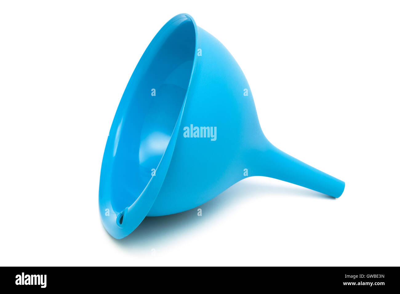 blue plastic funnel with a white background Stock Photo - Alamy