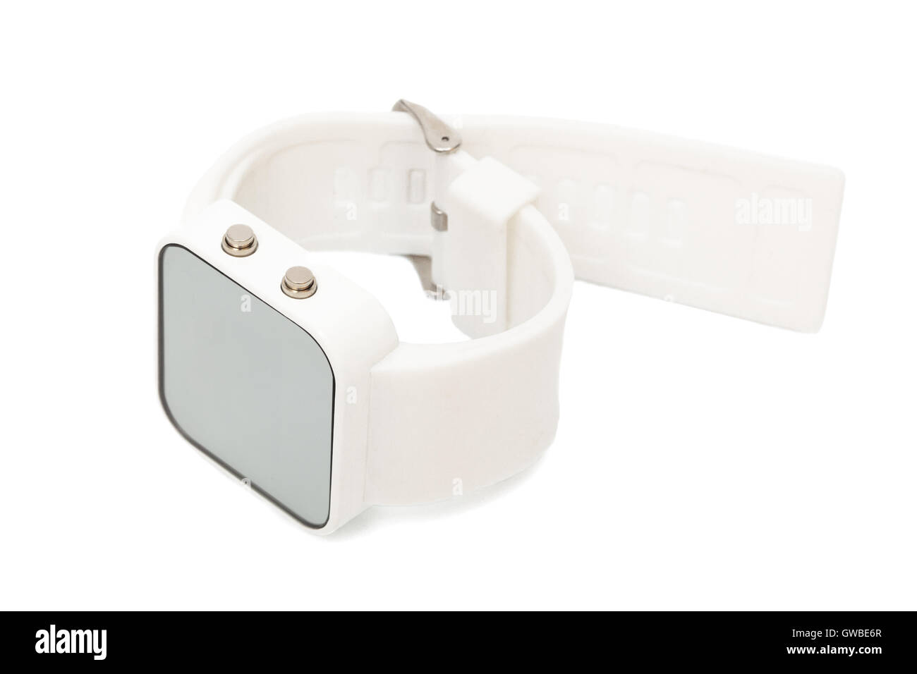 Modern digital watch a white background Stock Photo - Alamy