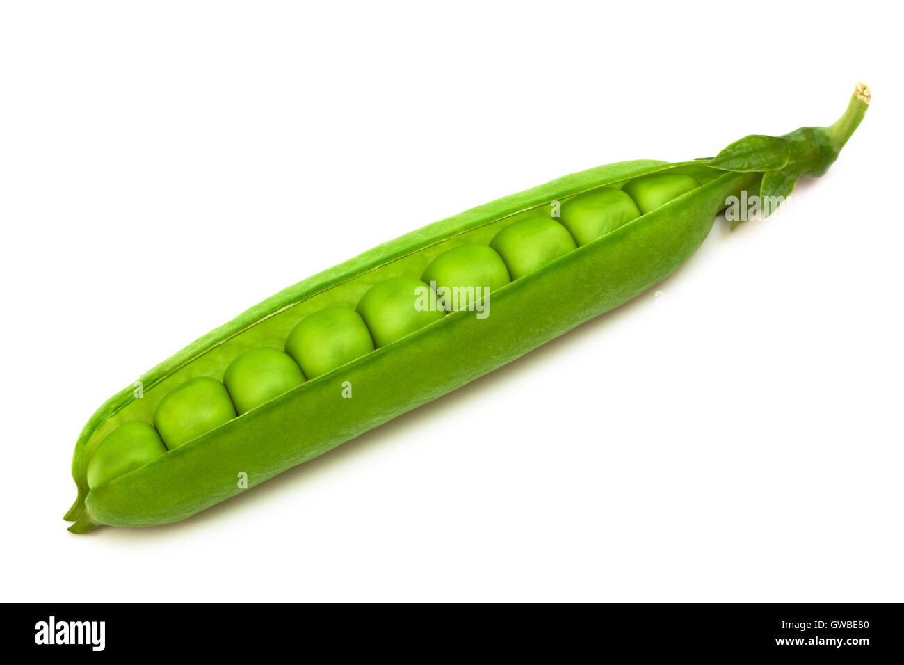 fresh pea pod on a white background Stock Photo - Alamy