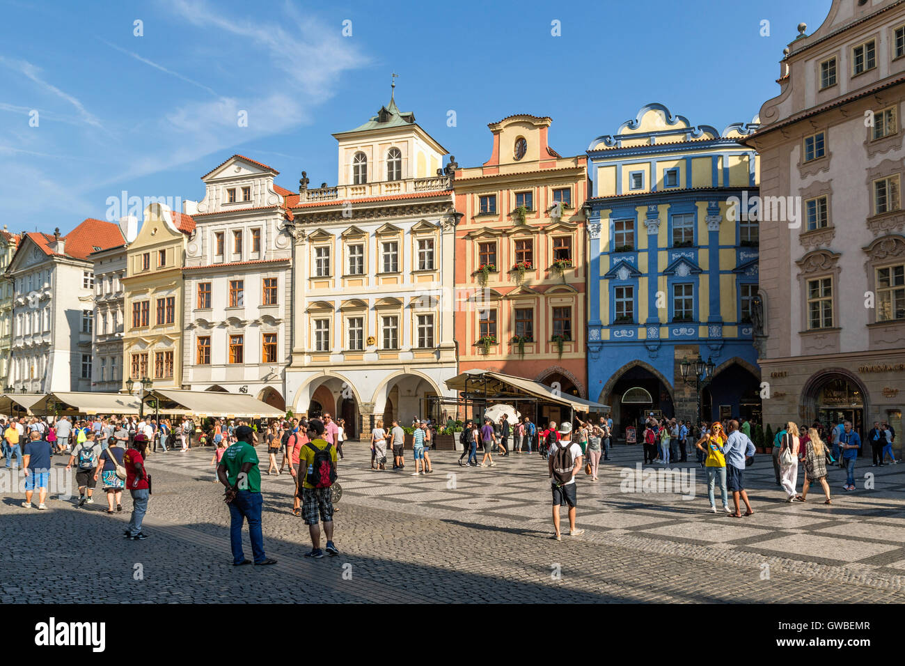 Colorful historic buildings in the Old Town Square (Staroměstské ...