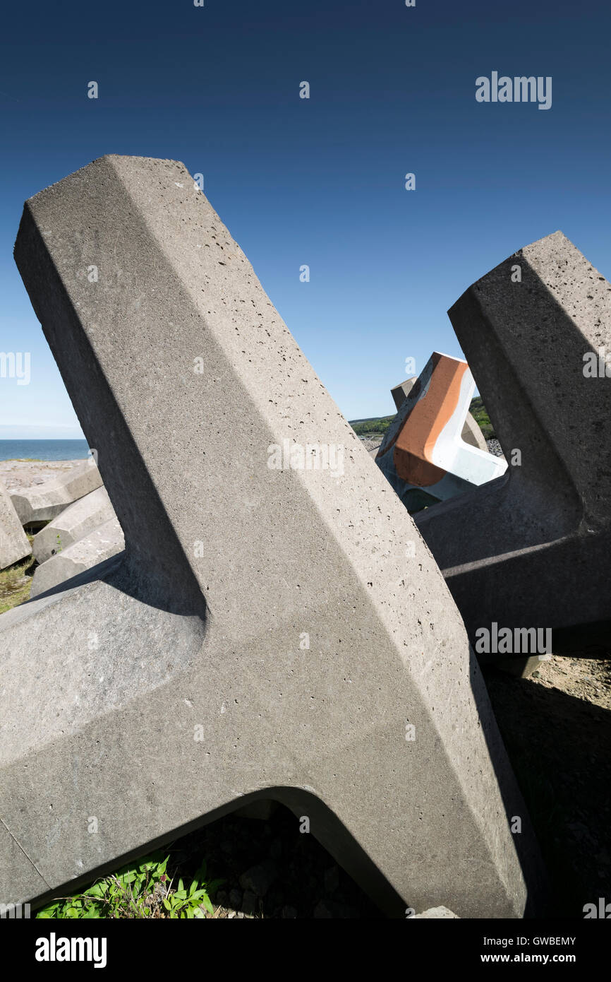 Concrete Dolosse sea defence units or interlocking Knuckle bones on the ...