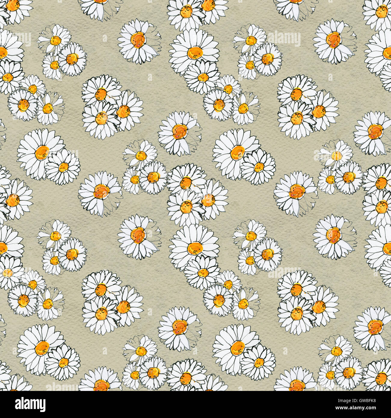 Seamless floral pattern with daisy flowers Stock Photo - Alamy