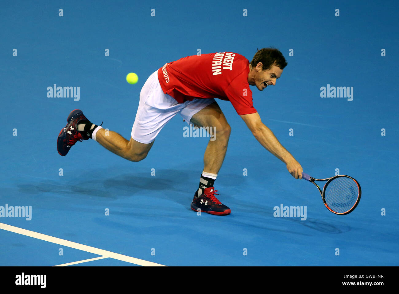Great Britain's Andy Murray during the training session at the Emirates ...