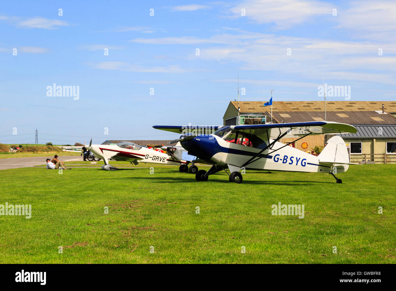 General view of Breighton Airfield East Yorkshire with parked aircraft ...