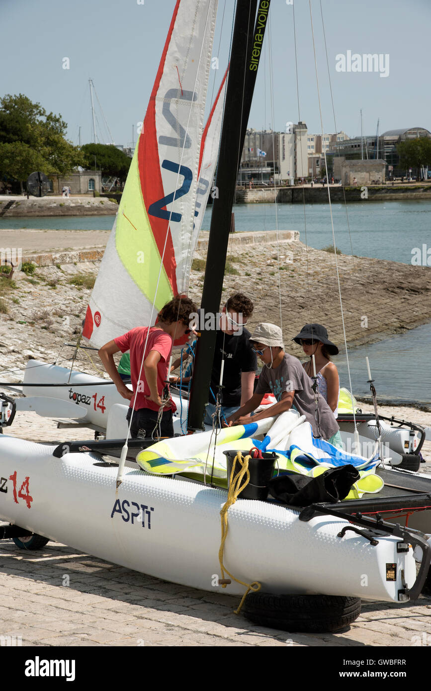 Sailing school in La Rochelle southwest France - Young people learning ...