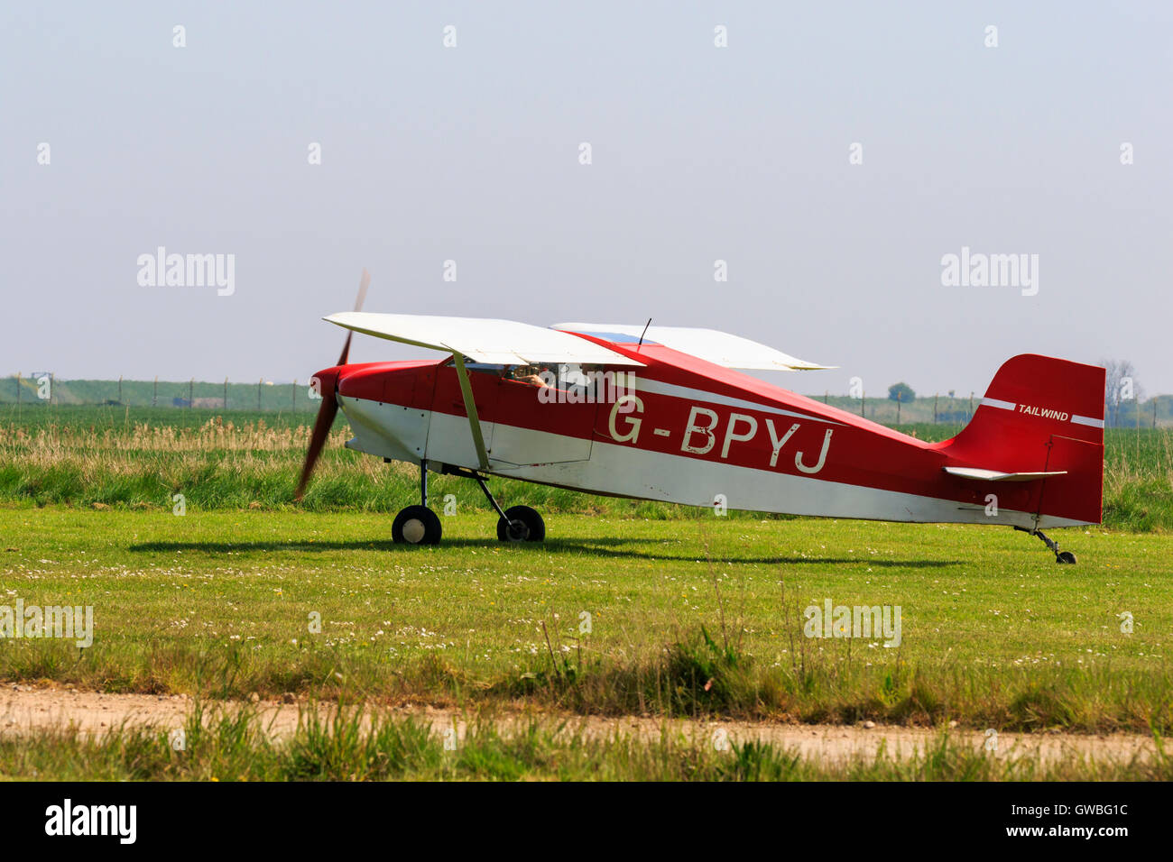 Wittman W8 Tailwind G-BPYJ taxiing at North Coates Airfield Stock Photo ...