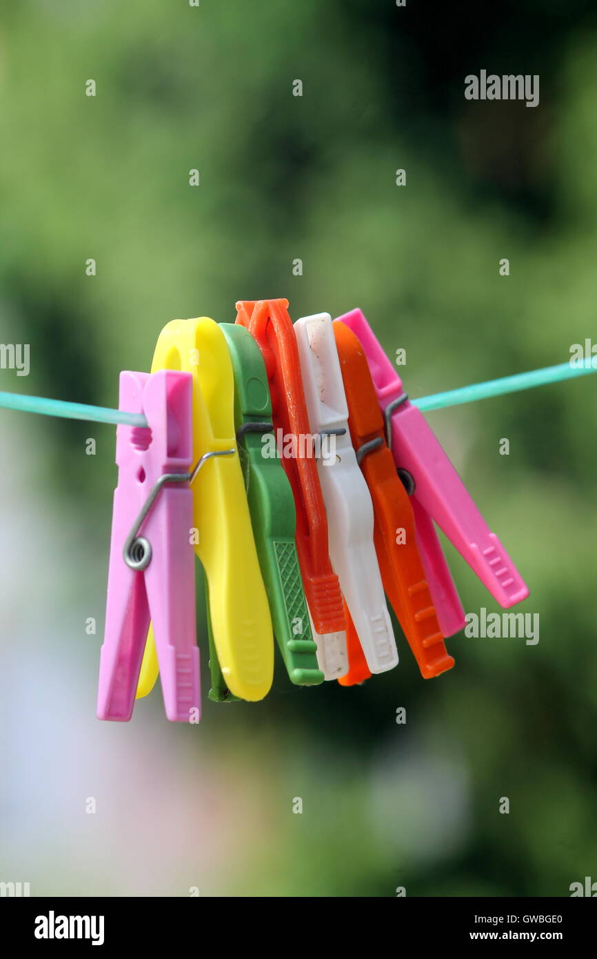 Washing line clips hi-res stock photography and images - Alamy