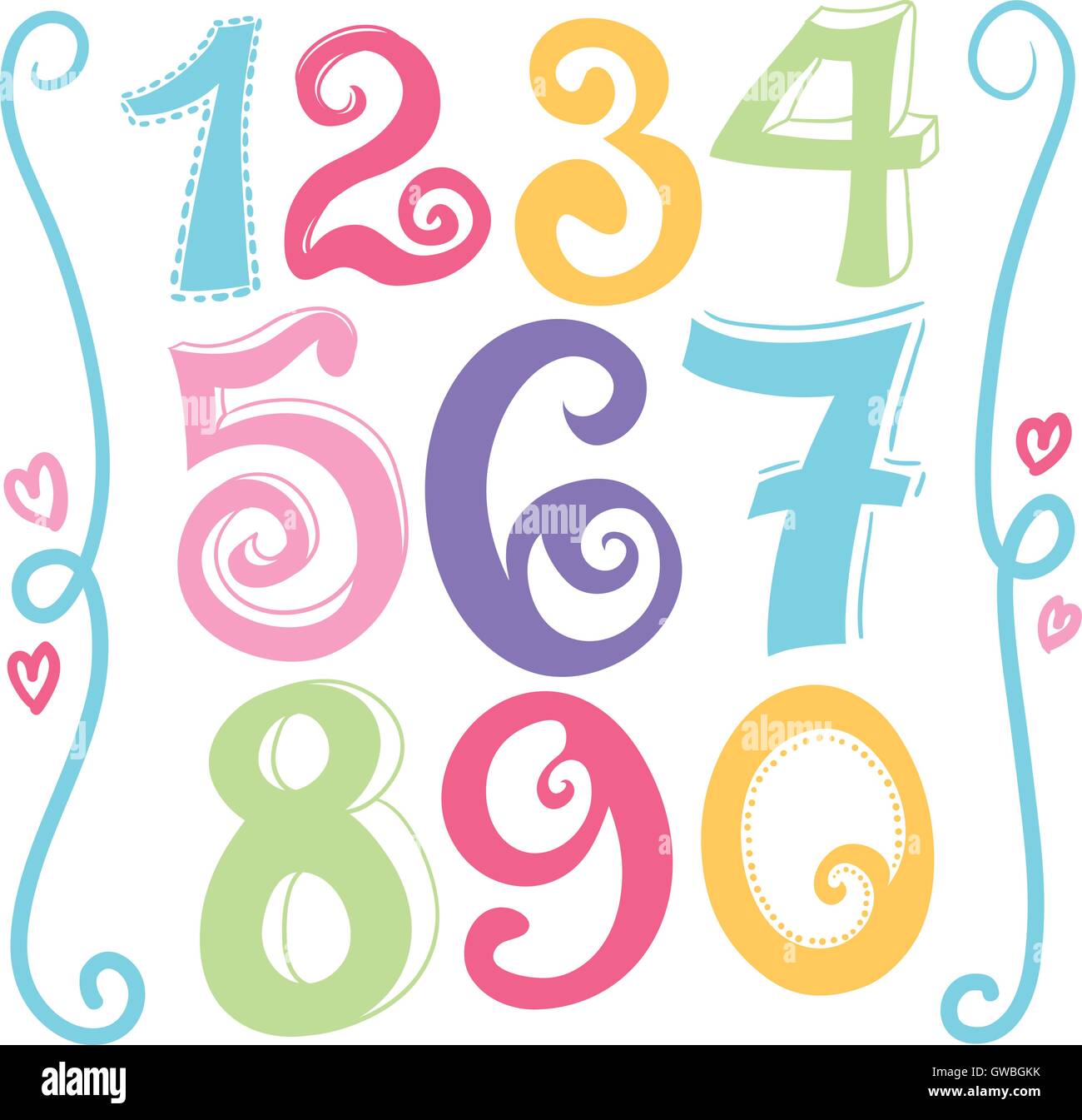 Funny colorful numbers for kids vector Stock Vector Image & Art - Alamy
