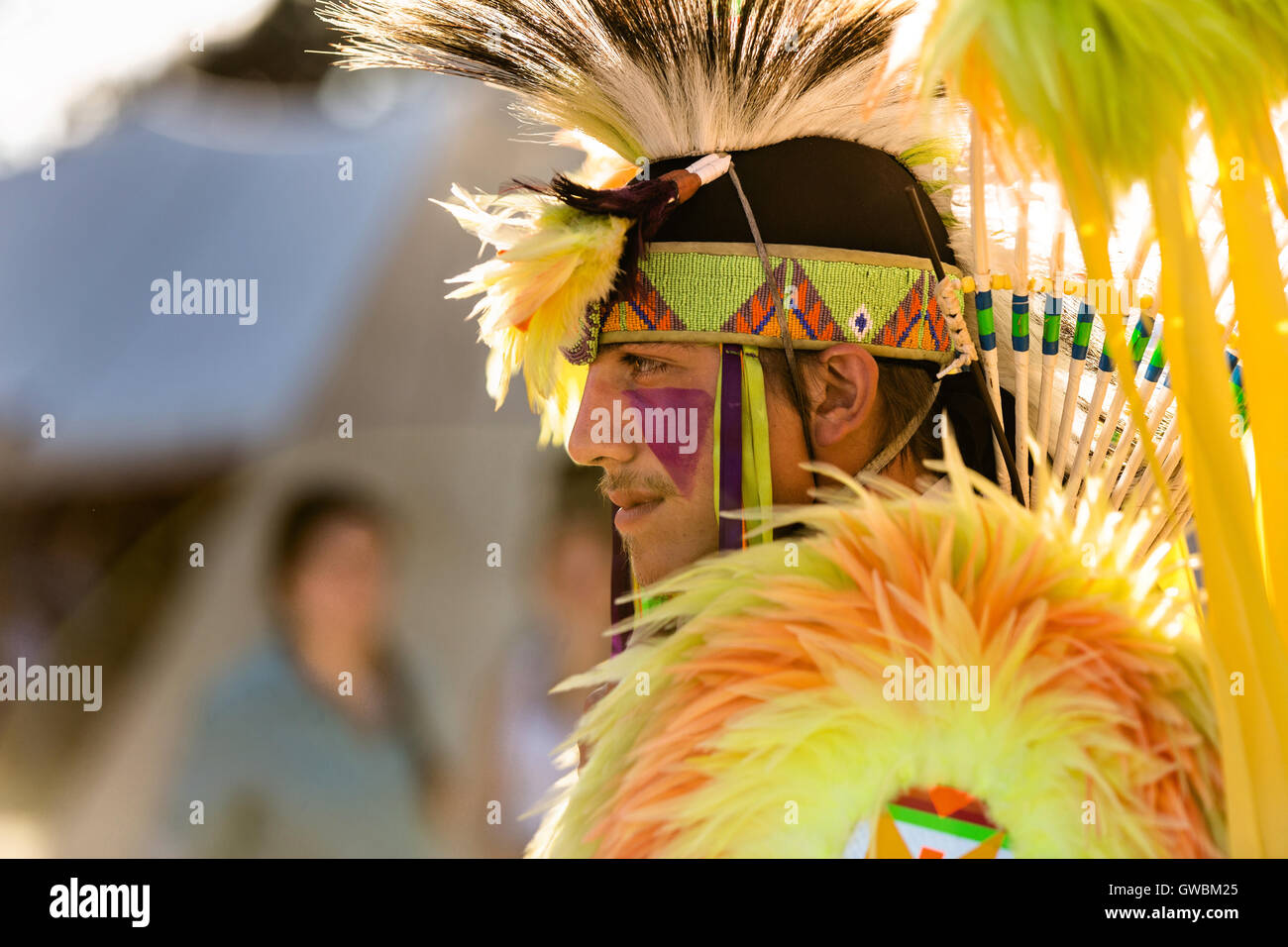 Native American dancers from the Arapahoe people dressed in traditional ...