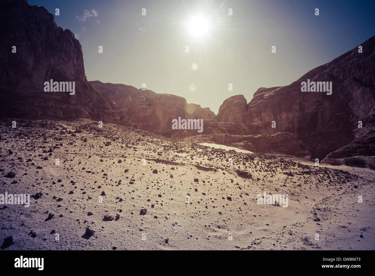 Egypt Sinai desert view Rocky hills Blue sky Stock Photo - Alamy