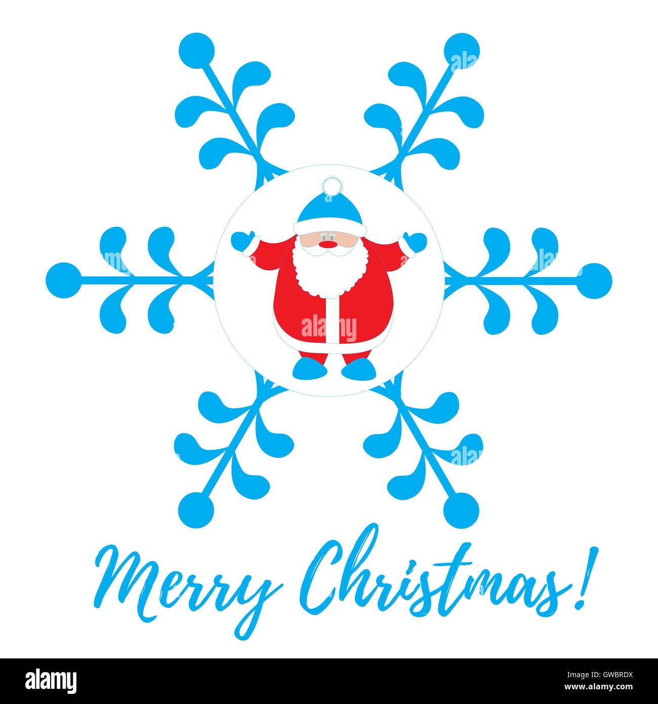 Christmas series: nice picture with Santa Claus in a snowflake on a ...