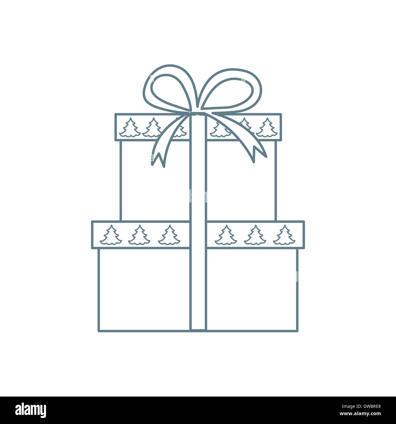 Vector illustration of gift boxes decorated Christmas trees. Design ...