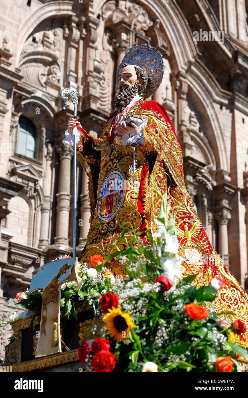 San Antonio Abad float, procession, Plaza de Armas, Corpus Christi ...