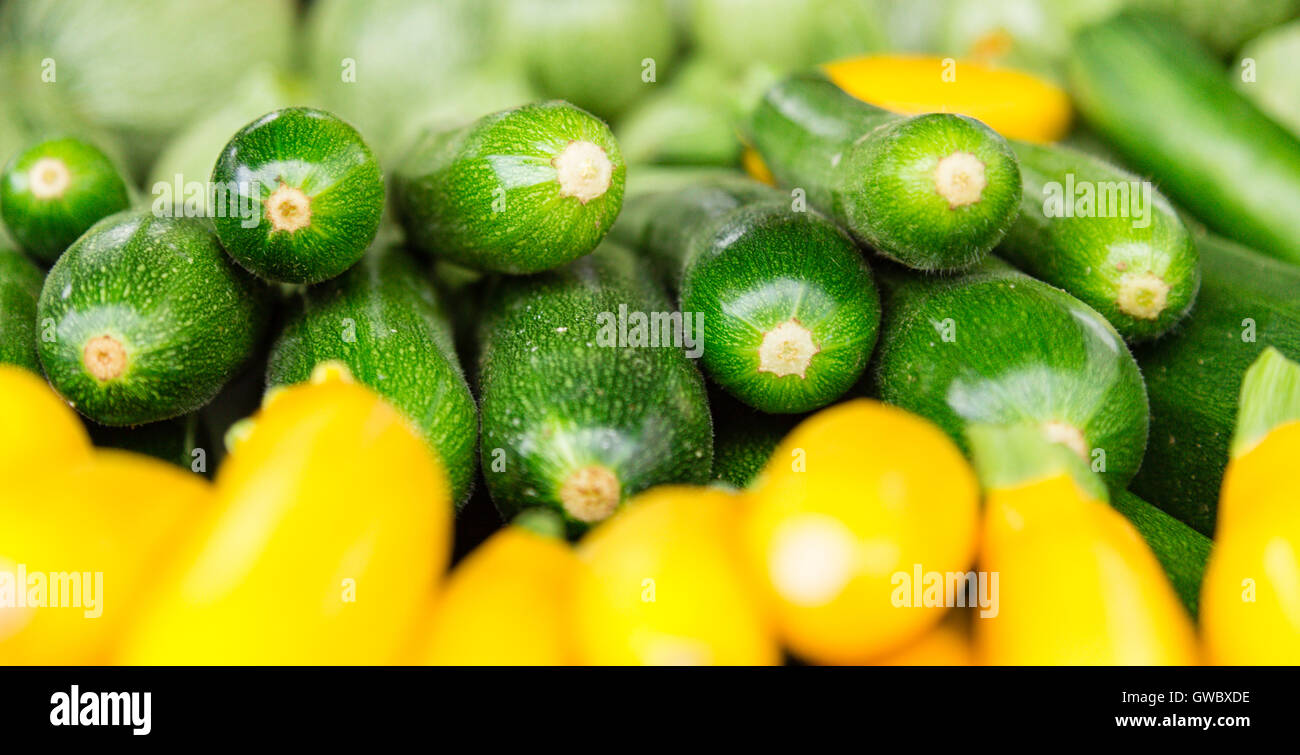 yellow squash and green cucumbers Stock Photo - Alamy