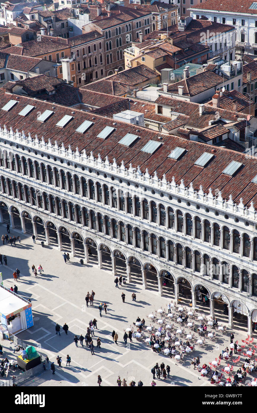 Aerial view of Procuratie vecchie in St Marks Square Venice Italy Stock ...