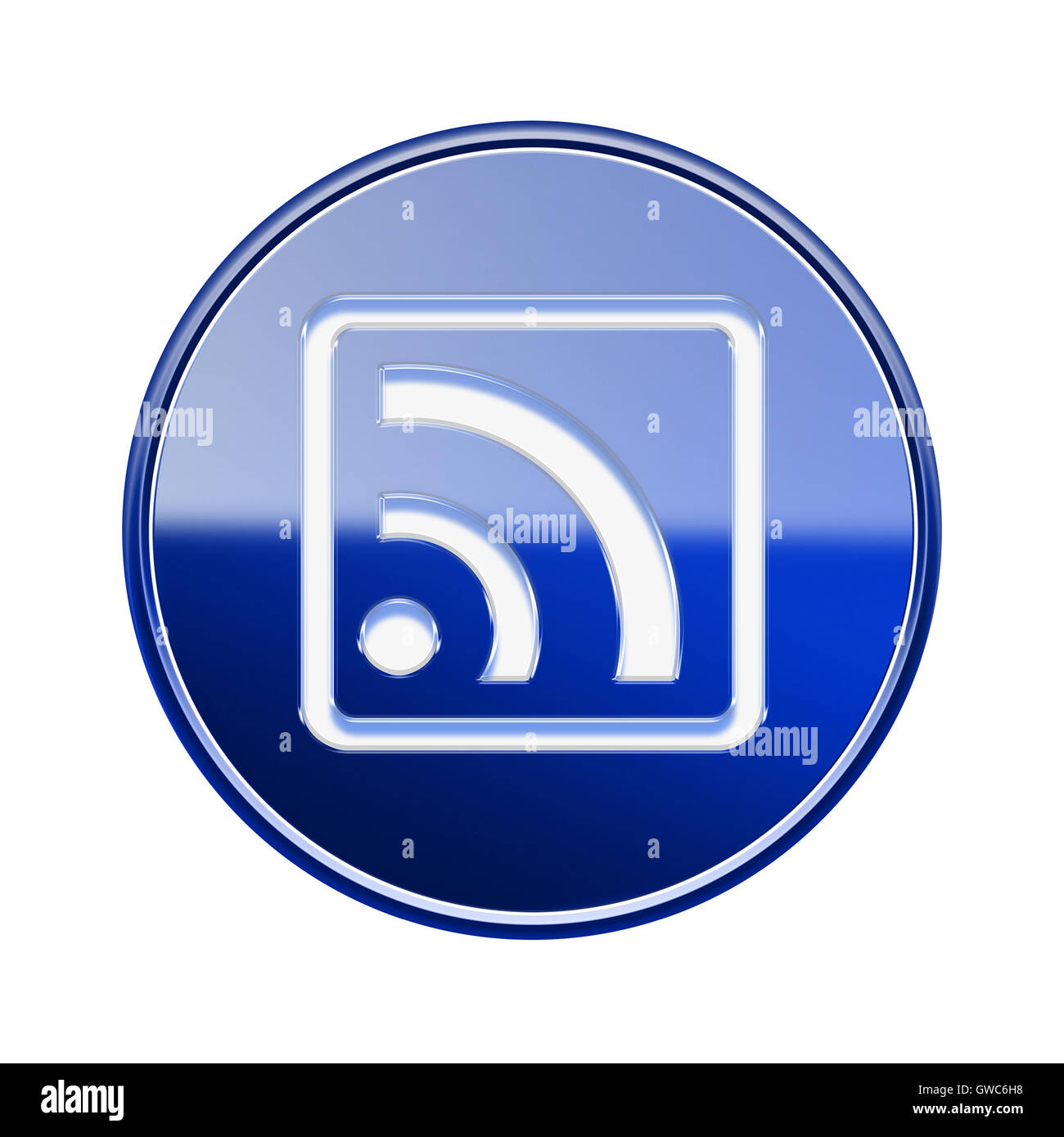 WI-FI icon glossy blue, isolated on white background Stock Photo - Alamy