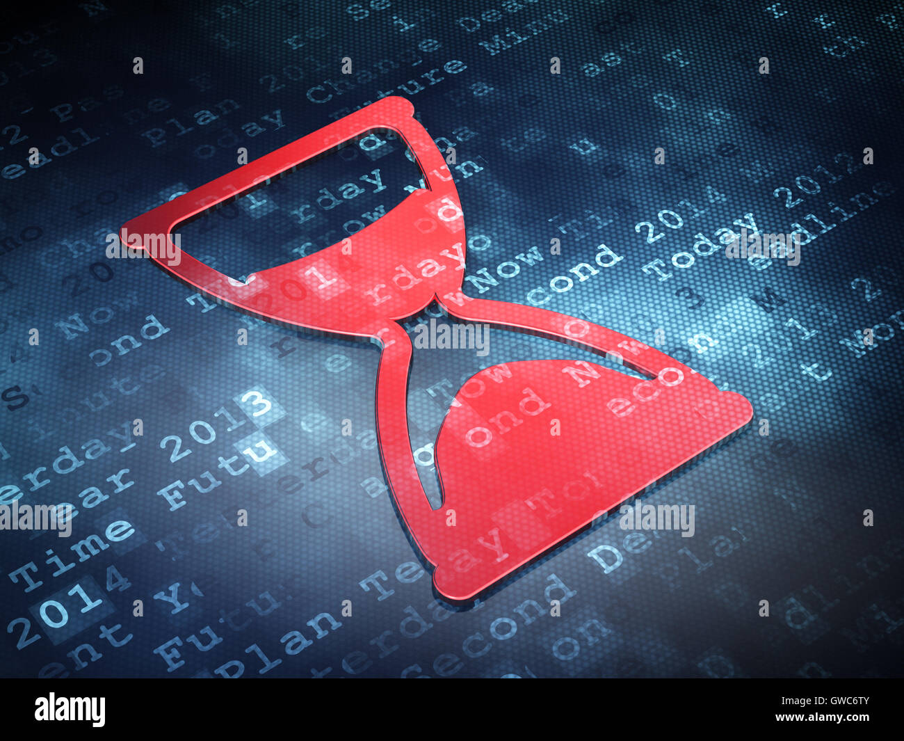 Timeline concept: Red Hourglass on digital background Stock Photo - Alamy