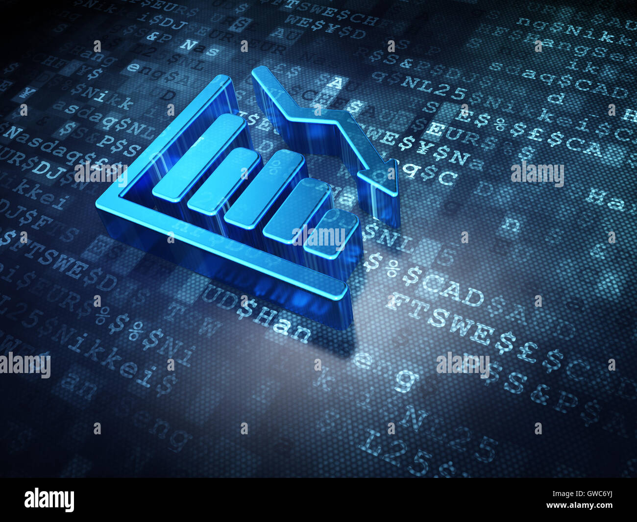 News concept: Blue Decline Graph on digital background Stock Photo - Alamy