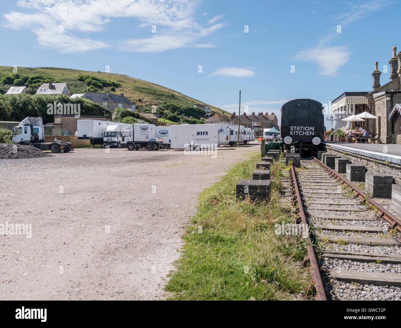 The railway station and platform, West Bay, Dorset Stock Photo - Alamy