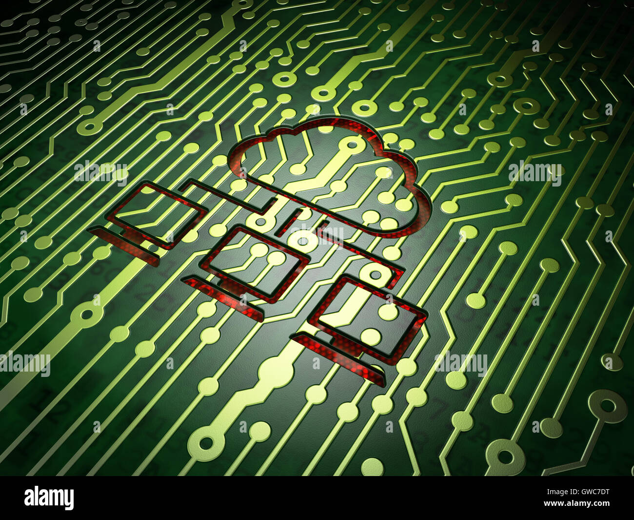 Cloud technology concept: Cloud Network on circuit board Stock Photo ...