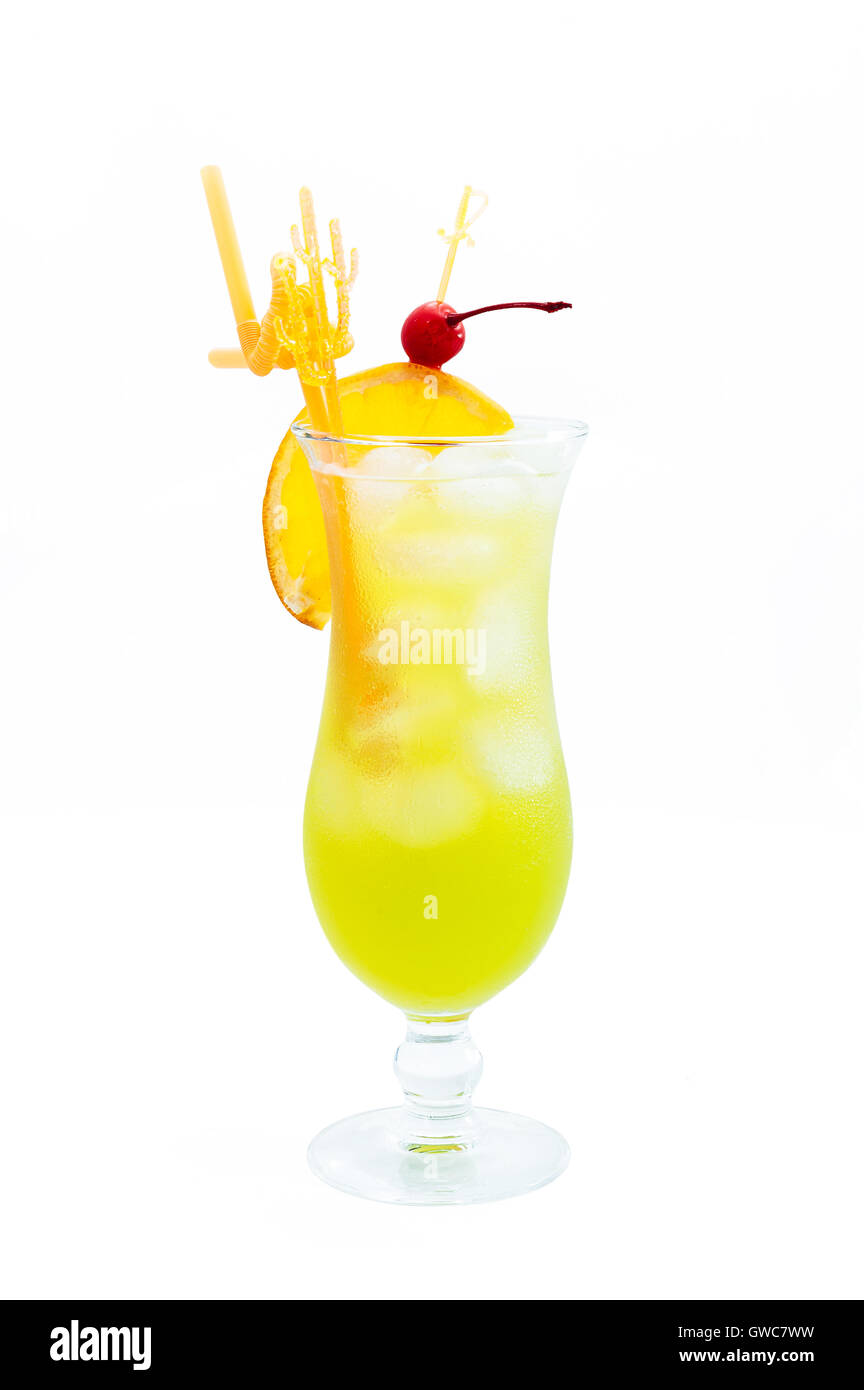 Long drink alcoholic cocktails isolated on white background Stock Photo ...