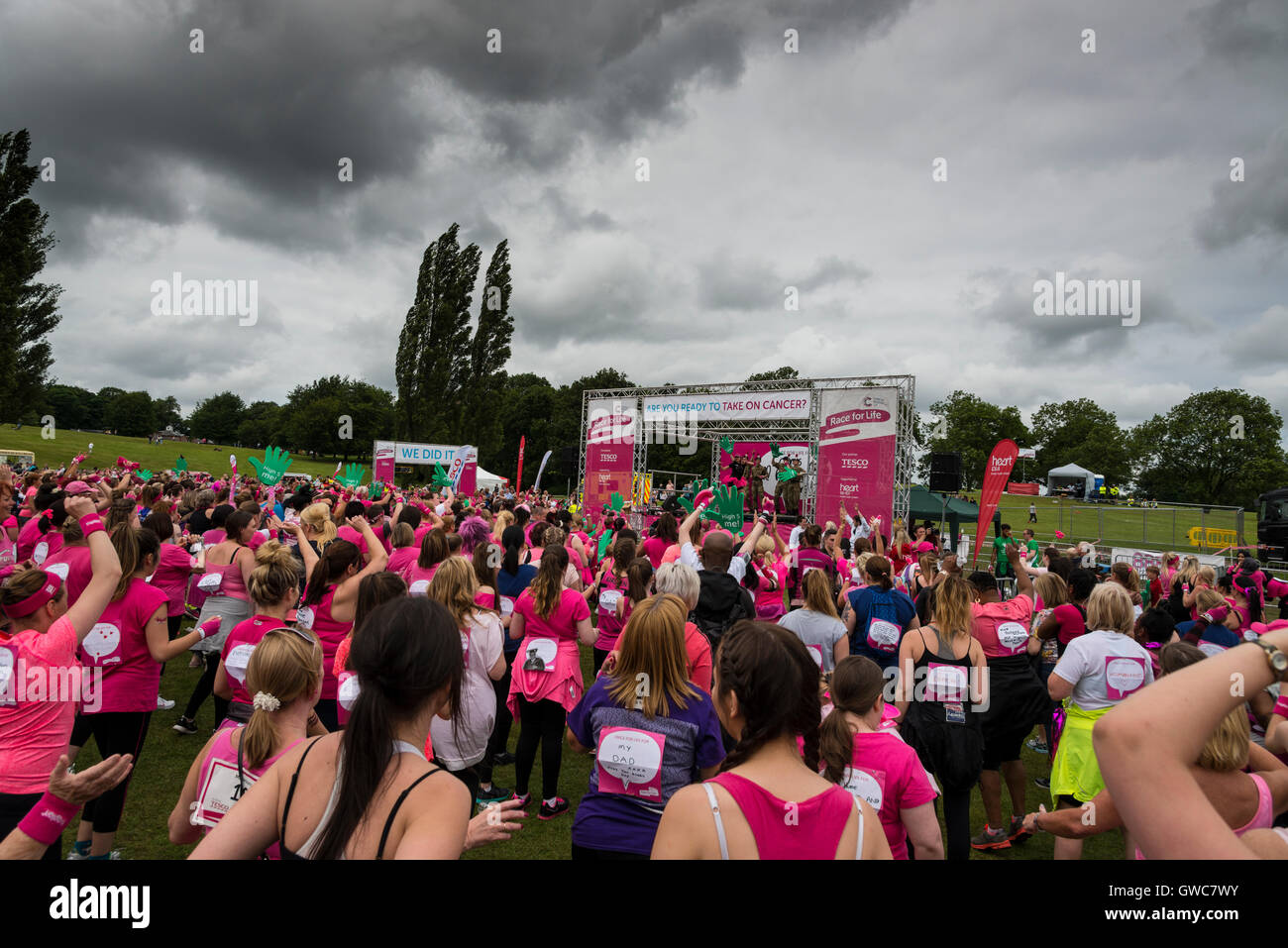 warm up for the race for life Stock Photo - Alamy