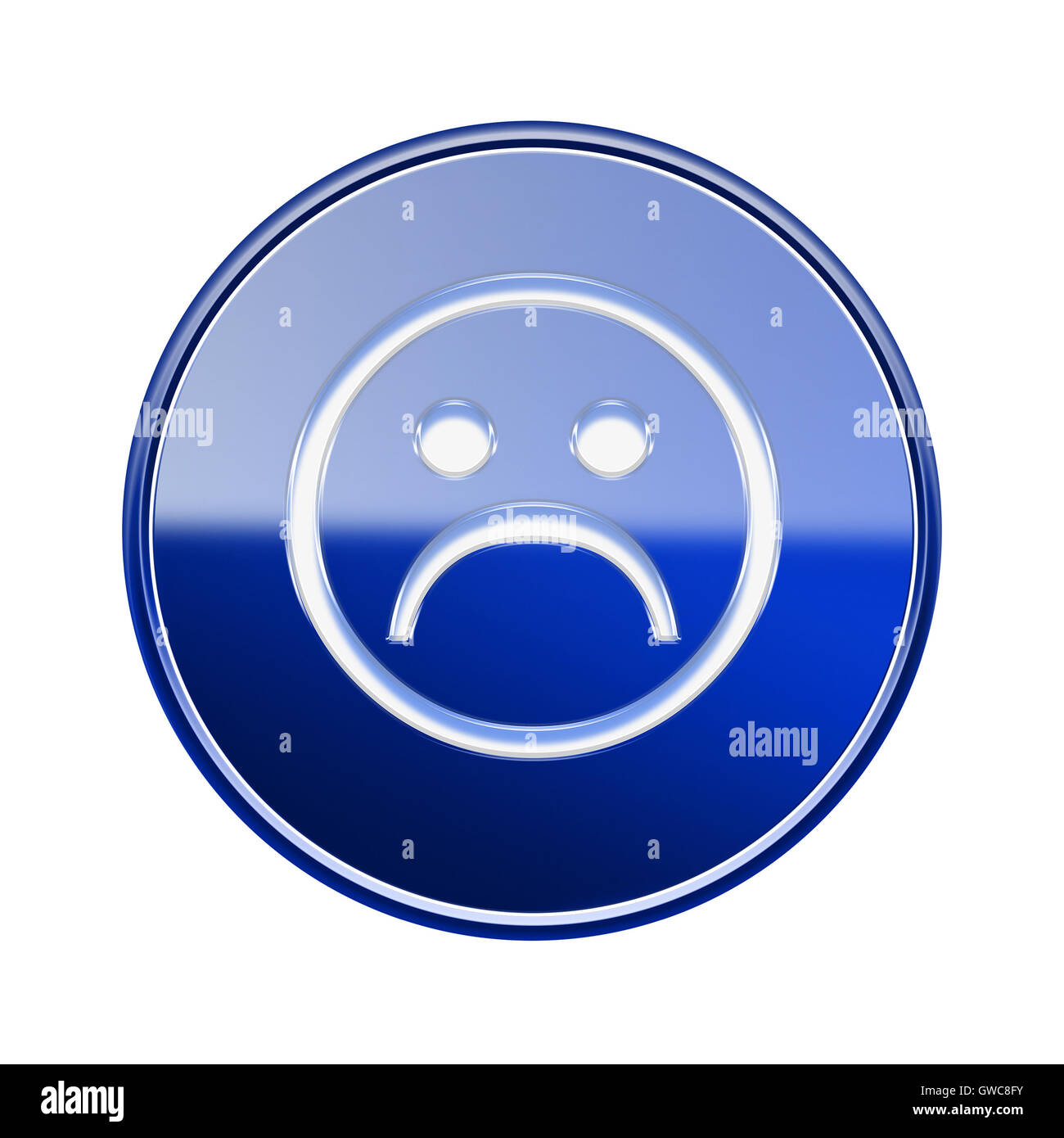 Smiley Face dissatisfied icon glossy blue, isolated on white bac Stock ...