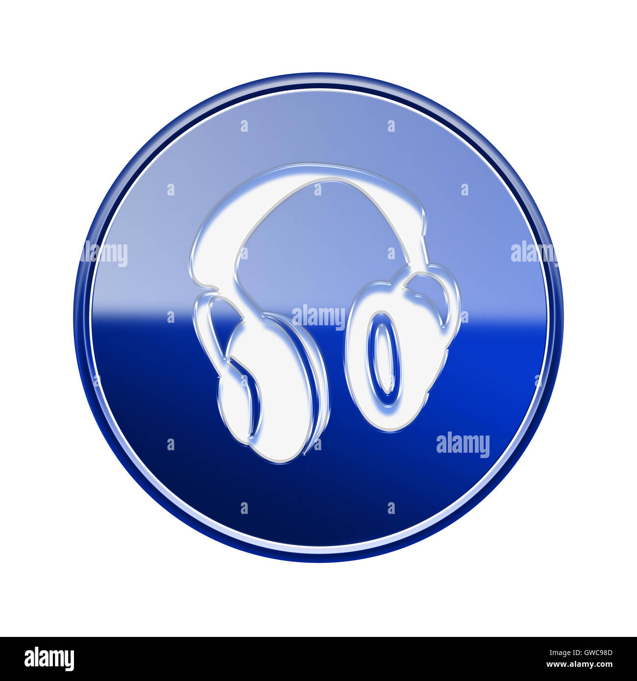 headphones icon glossy blue, isolated on white background Stock Photo ...