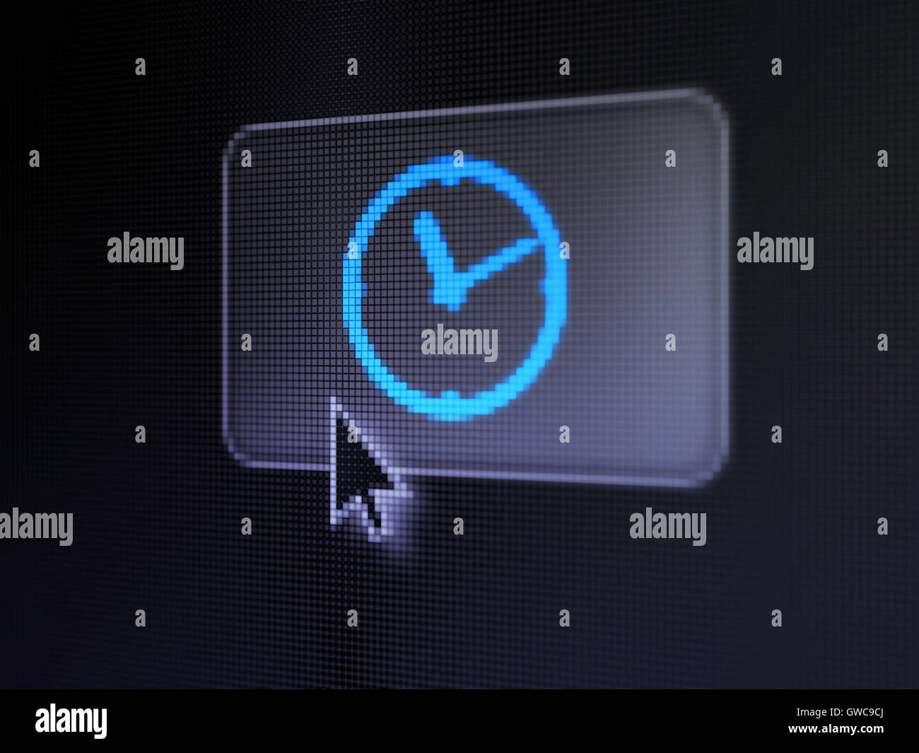 Timeline concept: Clock on digital button background Stock Photo - Alamy
