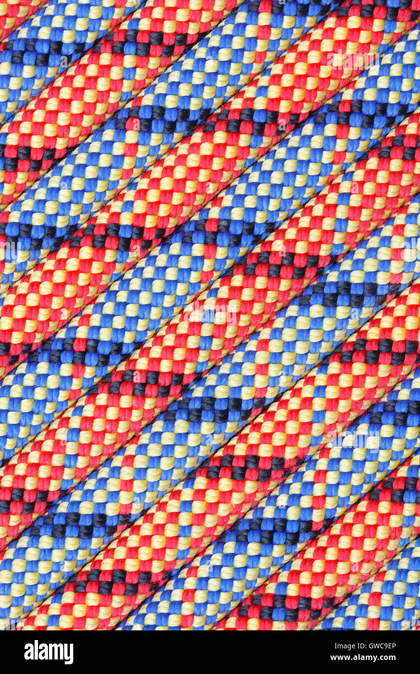Parallel nylon ropes with bright colors Stock Photo - Alamy