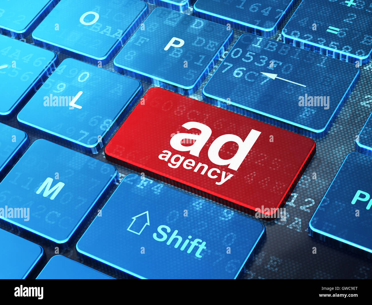 Advertising concept: Ad Agency on computer keyboard background Stock ...