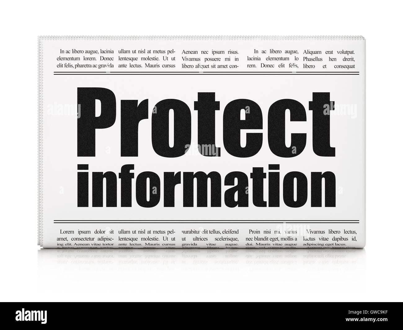 Security news concept: newspaper headline Protect Information Stock ...