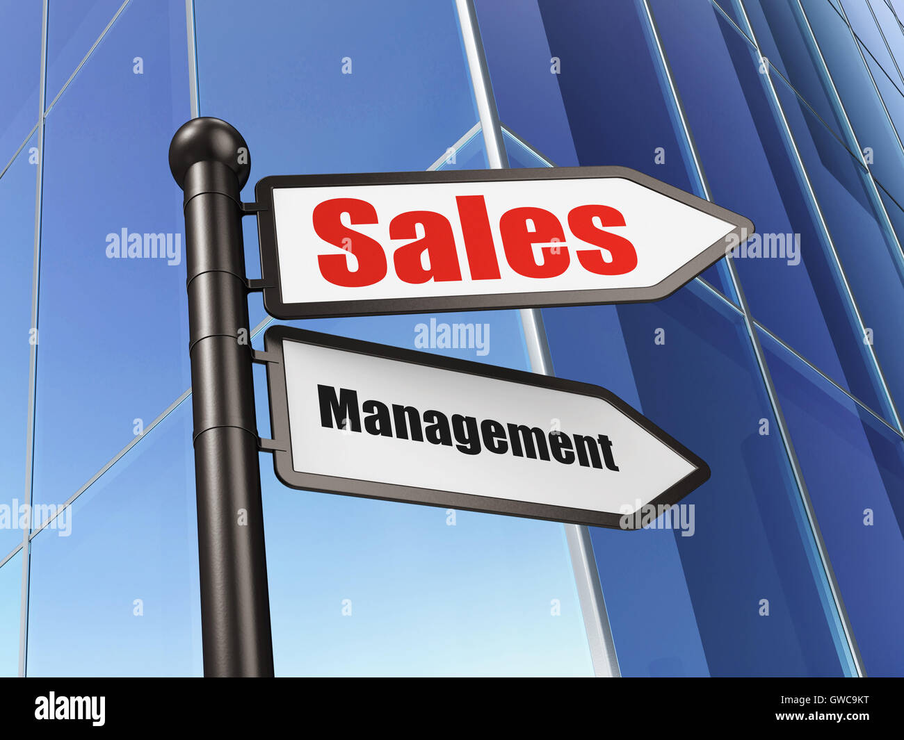 Marketing concept: Sales Management on Building background Stock Photo ...