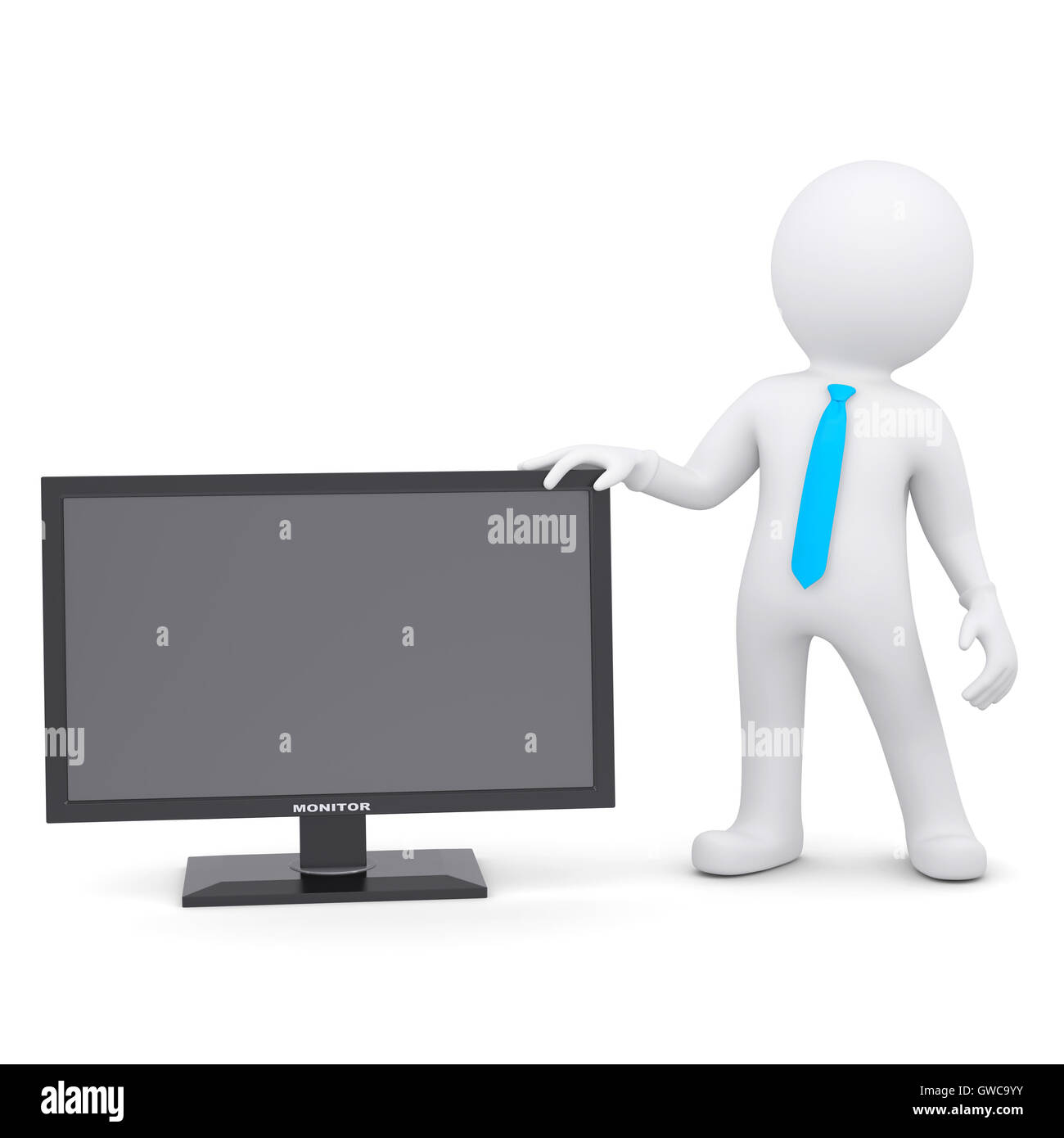 3d man and the monitor Stock Photo - Alamy