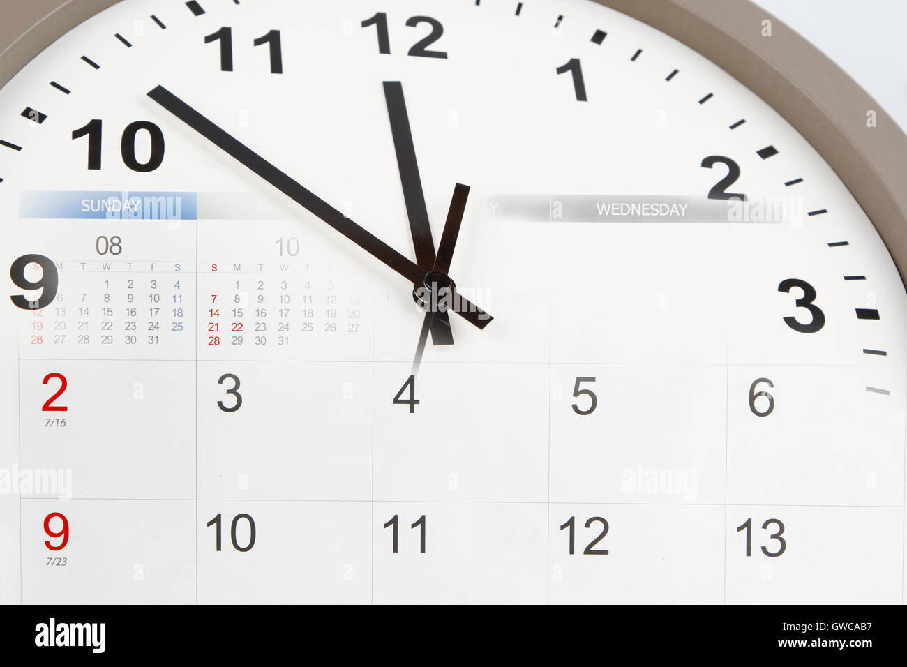 Clock face and calendar composite Stock Photo - Alamy