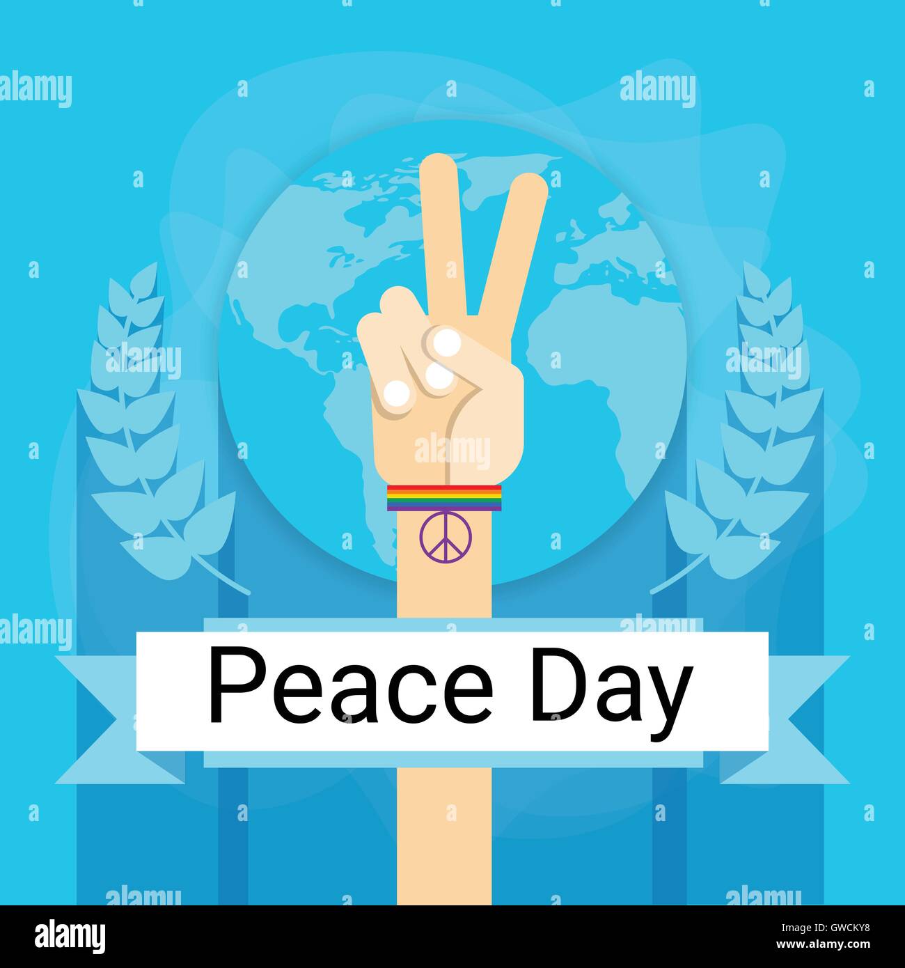 Hand Group Peace Sign World International Holiday Poster Stock Vector ...