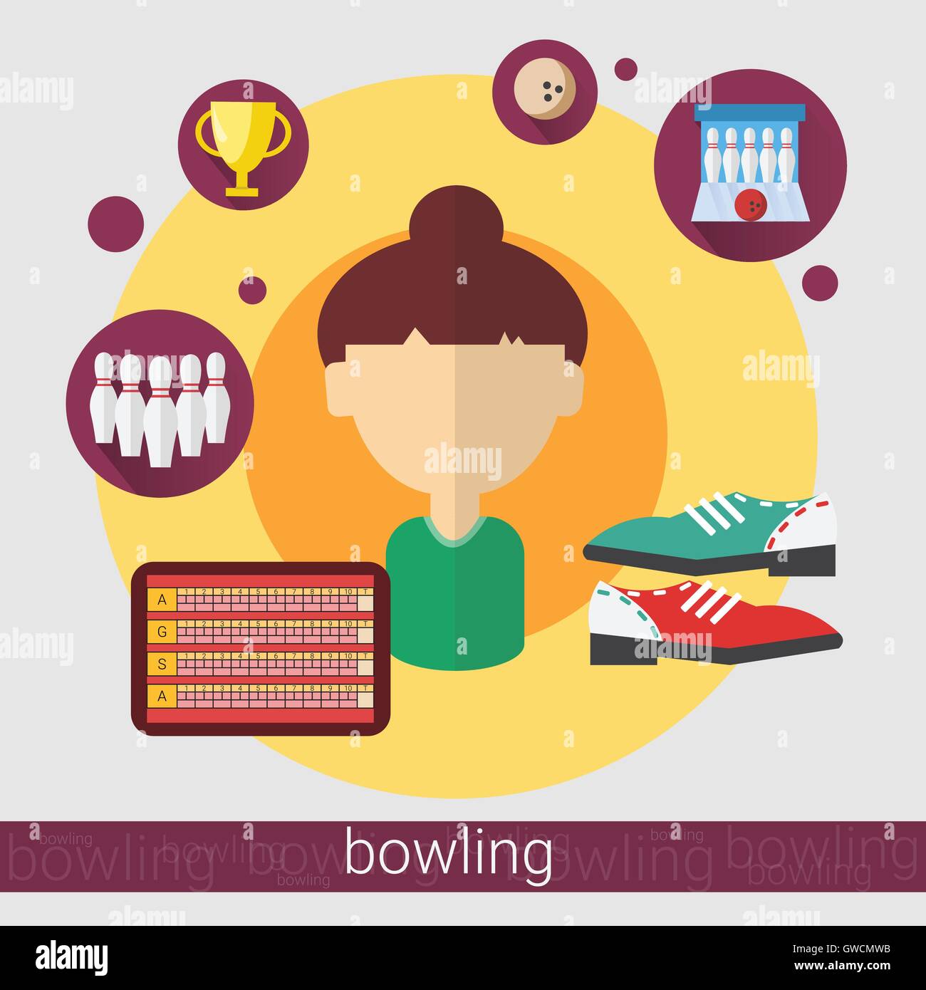 Bowling Game Player Young Girl Icon Stock Vector Image & Art - Alamy